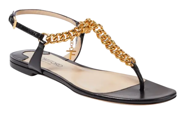 TOM FORD Zenith Embellished Leather Thong Sandals - Multicoloured