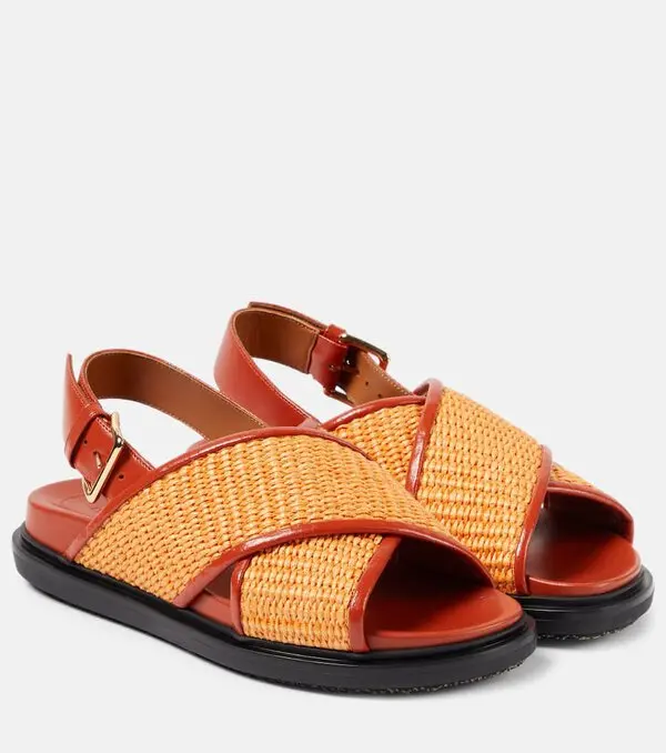 Marni Fussbet Raffia-effect Sandals - Brown