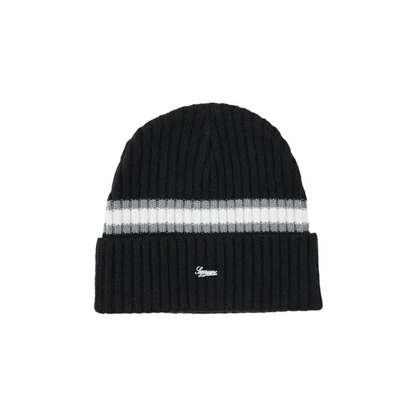 Supreme Stripe Cashmere Beanie - Black