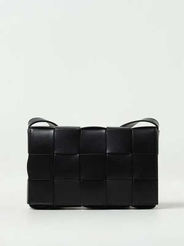 Bottega Veneta Cassette Shoulder Bag In Woven Leather - Black