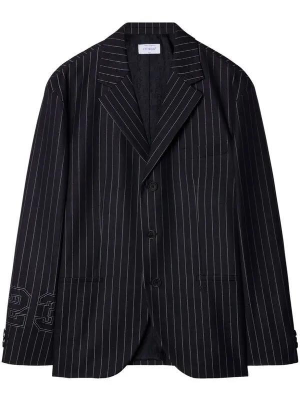 Off-White 23-print Pinstriped Blazer - Black