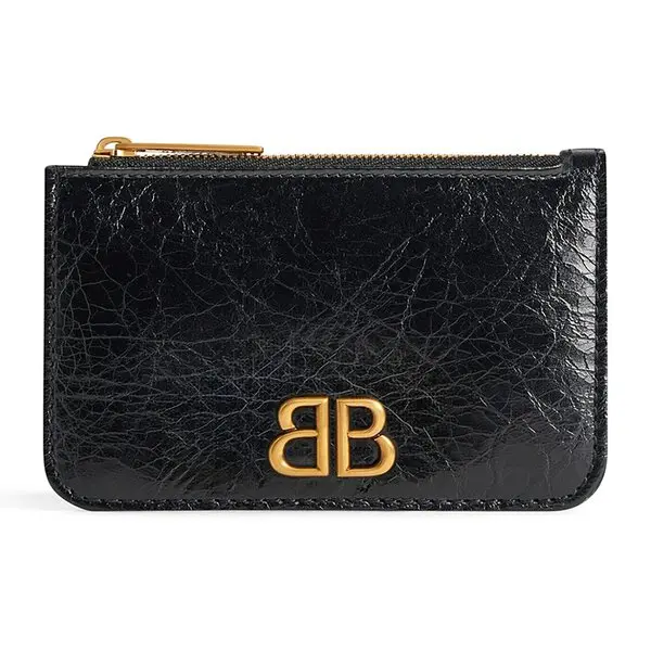 Balenciaga Monaco Long Coin And Card Holder Metallized - Black