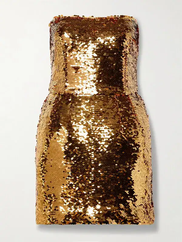 Buy Dolce & Gabbana Strapless Paillette-embellished Tulle Mini Dress - Gold  At 60% Off | Editorialist