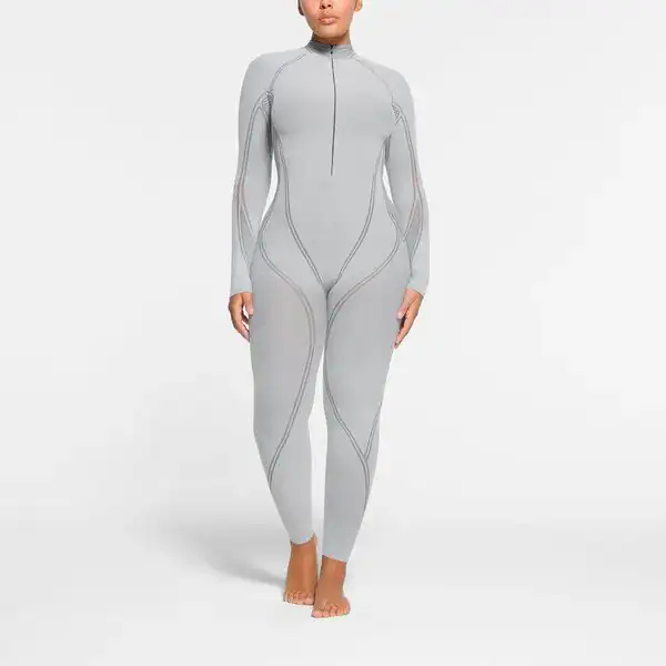 SKIMS First Layers Zip Front Catsuit - Onyx | Editorialist