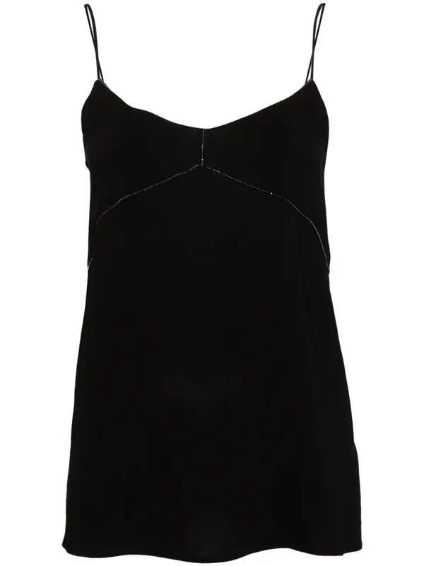 Fabiana Filippi Beaded-trim Crepe Tank Top - Black