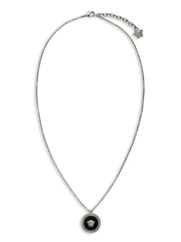 Versace Medusa Enamel Pendant Necklace - Silver