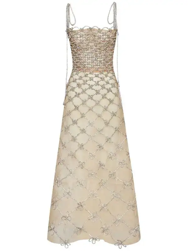 crystal embroidered grid cocktail dress GLAMOUR MERMAID GOWN IN BLACK | CULT MIA main image 0