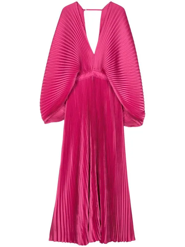 L'IDEE Open-back Pleated Maxi Dress