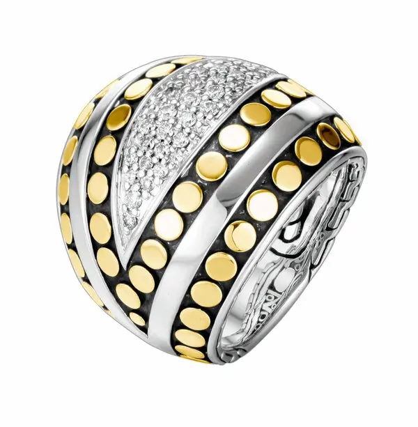 Buy John Hardy Dome Ring Diamonds In /18k Gold - Sterling Silver At 30% ...