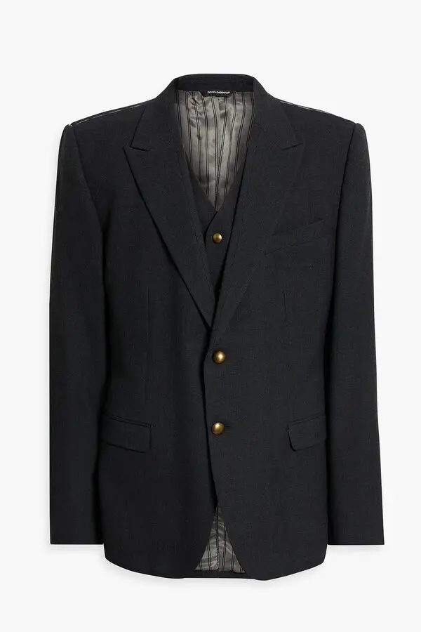 Dolce & Gabbana Grain De Poudre Wool Blazer And Vest Set