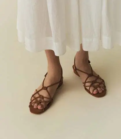 DÔEN Corsica Strappy Sandals - Cognac Suede