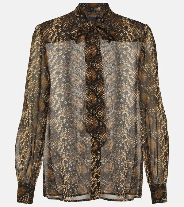 NILI LOTAN Carina Snake-effect Blouse