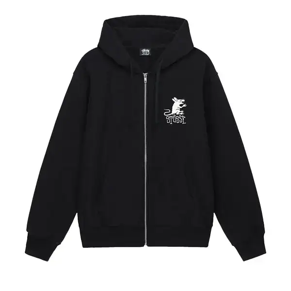 stussy rat zip hoodie ステューシー ジップパーカー StüSsy Rat Zip Hoodie - Black | Editorialist