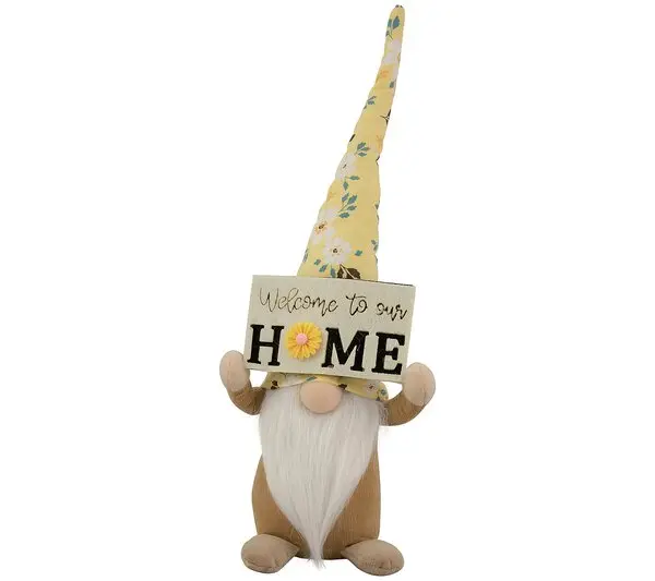 NORTHLIGHT Spring Sunflower Hat Gnome With Home Sign
