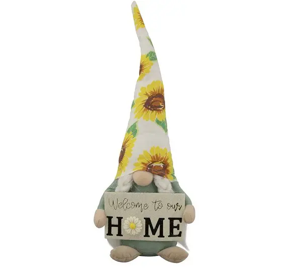 NORTHLIGHT Welcome To Our Home Spring Gnome Wit H Sunflower Hat