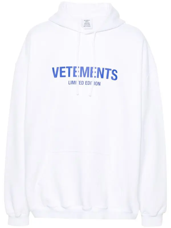 Vetements Logo-print Cotton-blend Hoodie - White