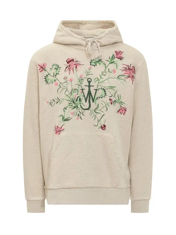 JW Anderson Embroidered Hooded Sweatshirt - Beige