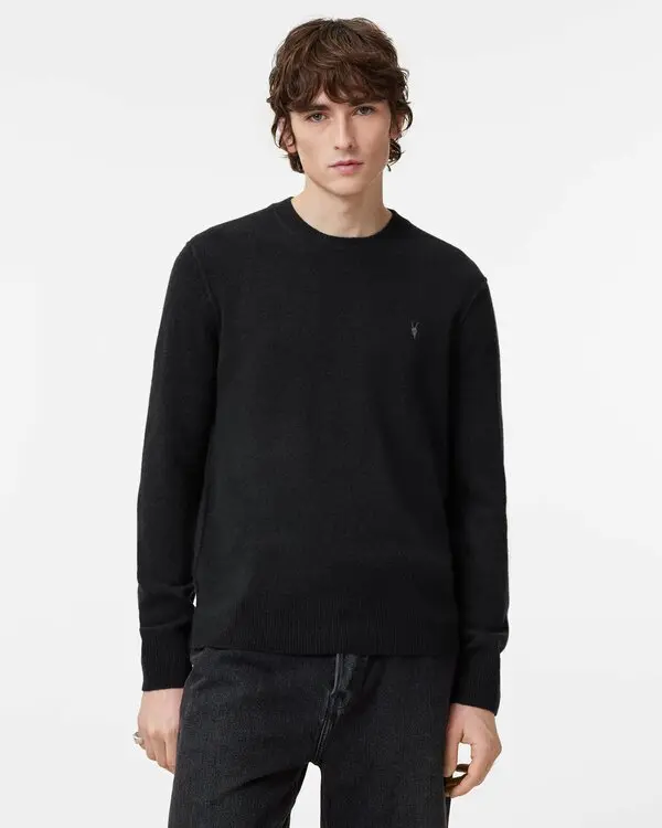 All Saints Statten Ramskull Crew Neck Sweater - Black
