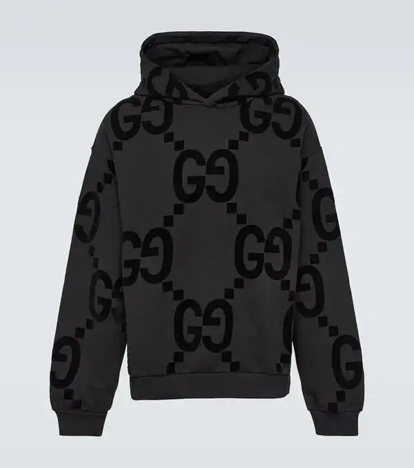 Gucci Jumbo Gg Cotton Jersey Hoodie - Black | Editorialist