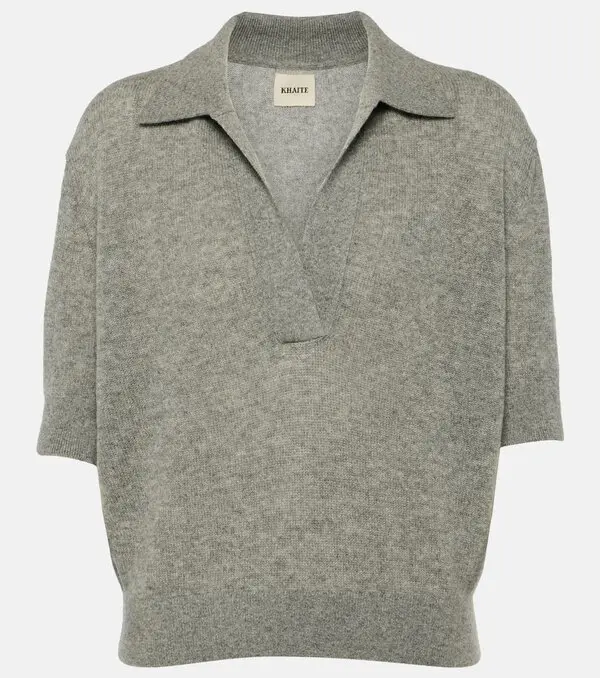 Khaite Shrunken Jo Polo Sweater - Grey