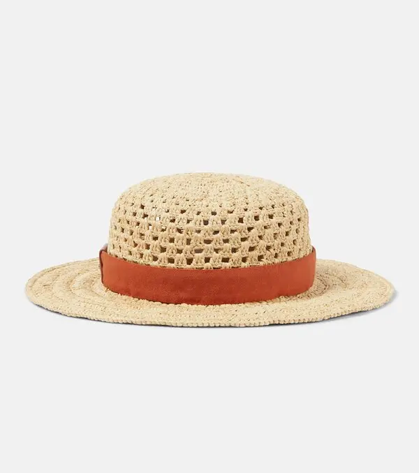 Chloé Chloé Leather-trimmed Raffia Hat - Beige | Editorialist