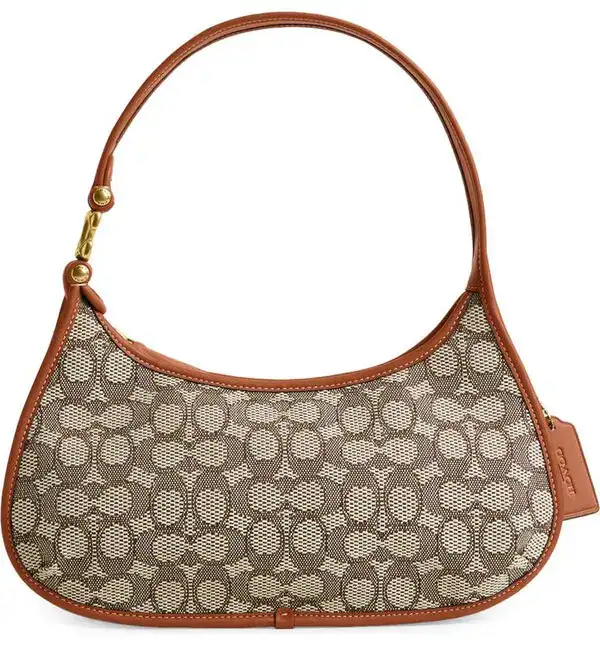 Coach Signature Jacquard Canvas & Leather Handbag - B4/Cocoa  