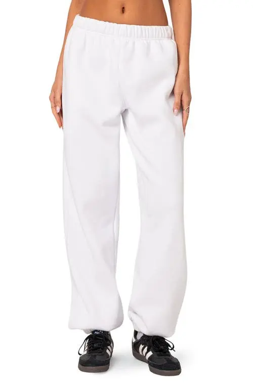 EDIKTED Clark Oversized Cotton Blend Sweatpants - White