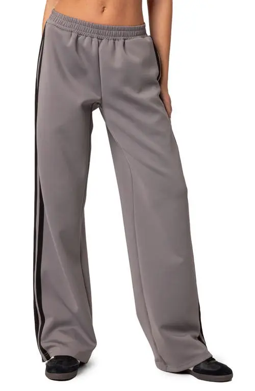 EDIKTED Robyn Side Stripe Track Pants - Dark-gray