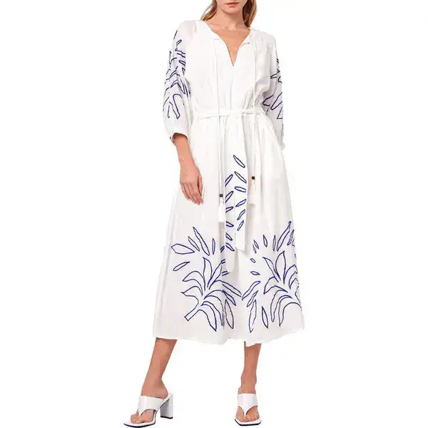 Ciebon Eliza Embroidered A-Line Dress In White - 50% Off | Editorialist
