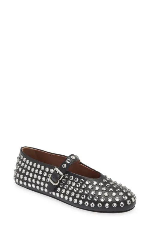 Alaïa Rhinestone Embellished Ballet Flat - Noir-999