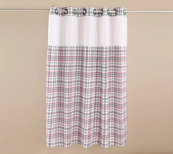 HOOKLESS As Is Print Or Solid Shower Curtain W/ Window&liner