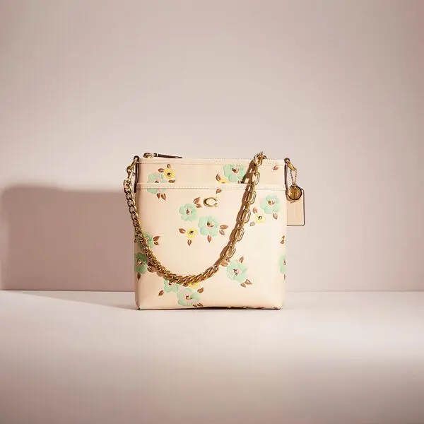 Coach Upcrafted Kitt Messenger Crossbody With Floral Print Brass