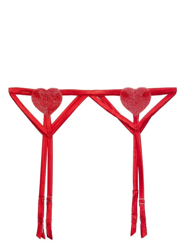 Fleur Du Mal Queen Of Hearts Garter Belt - Red | Editorialist