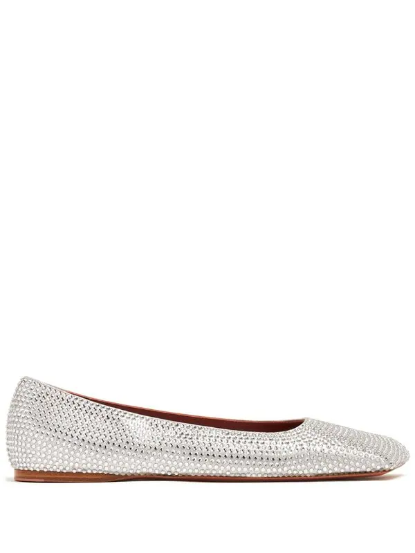 Amina Muaddi Crystal-embellished Ballerina Shoes - Silver