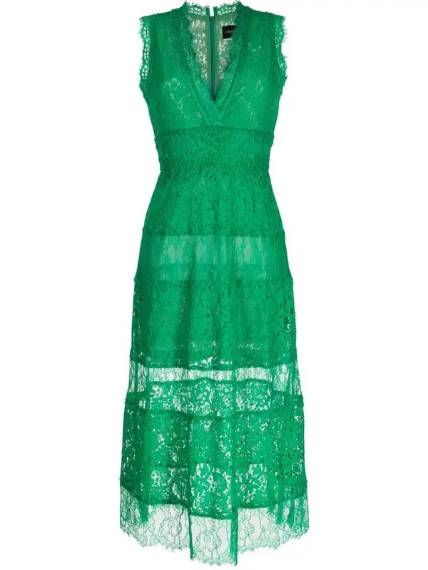 Cynthia Rowley Panelled Lace Midi Dress In Green - 20% Off | Editorialist