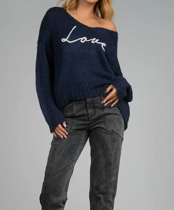 Buy Elan Love Sweater In Navy - Blue At 39% Off | Editorialist