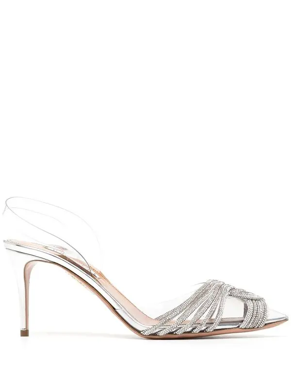 AQUAZZURA Gatsby 80 Slingback Pumps - Silver