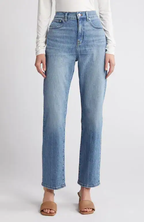 Madewell The '90s Creased High-Waist Straight-Leg Jeans In Rondell