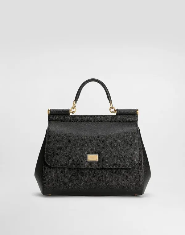 Dolce & Gabbana Large Sicily Dauphine Calfskin Bag - Black