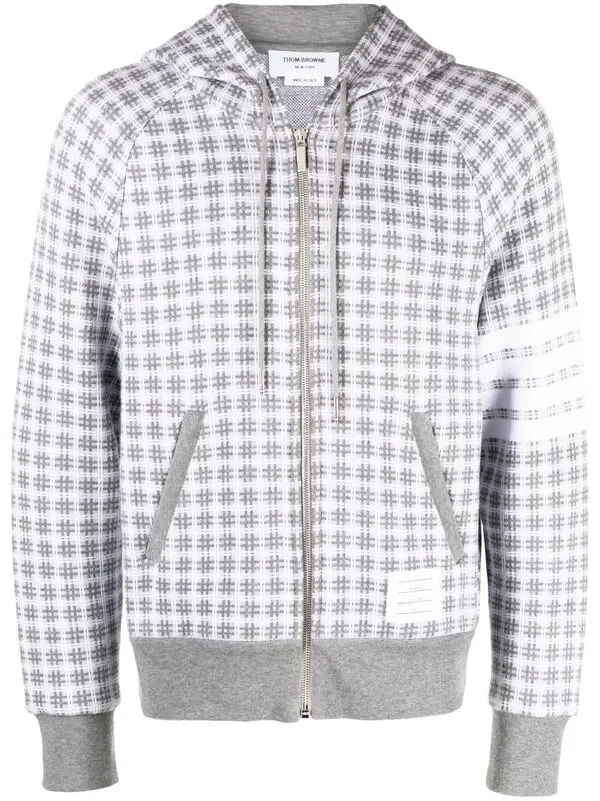 Thom Browne Checked Jacquard Zip-up Hoodie