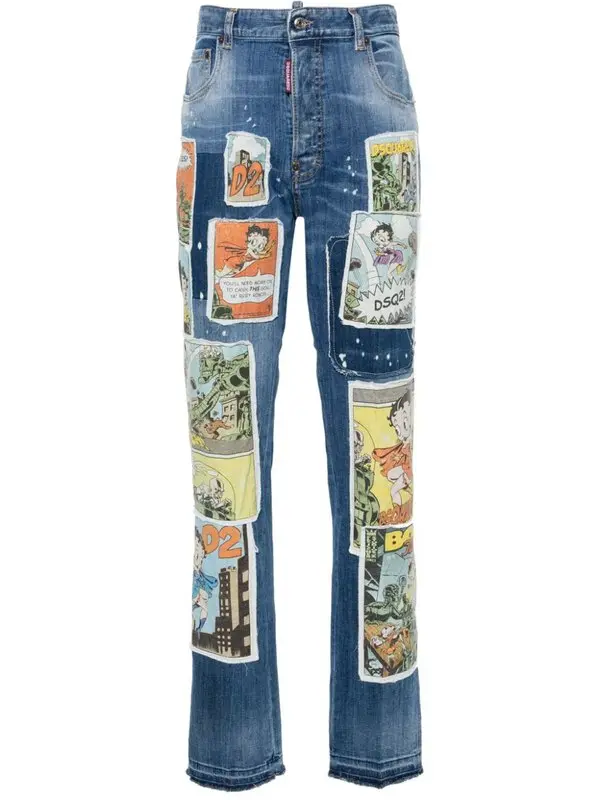 Dsquared2 Patch-detail Straight-leg Jeans