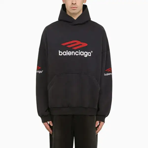 Balenciaga Icon B Sport Hoodie /Red - Black | Editorialist