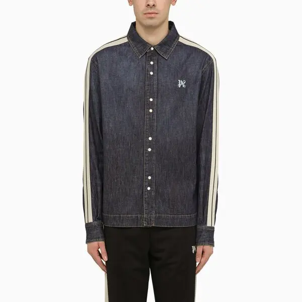 Palm Angels Monogram Denim Shirt Jacket - Blue