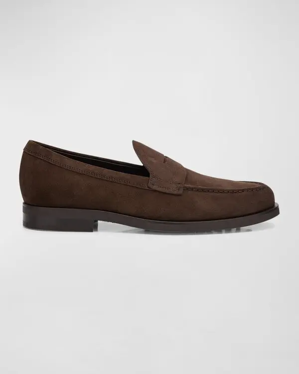 TOD'S Suede Penny Loafers - Dark Brown