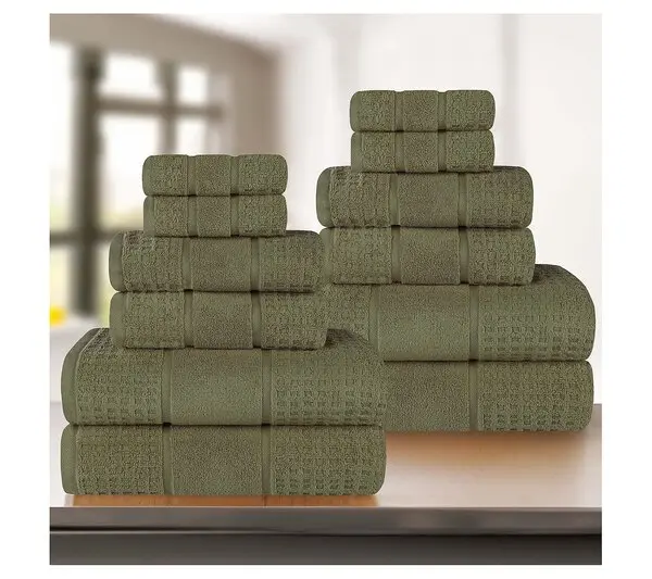 SUPERIOR Cotton Waffle Honeycomb 12 Piece Towel Set