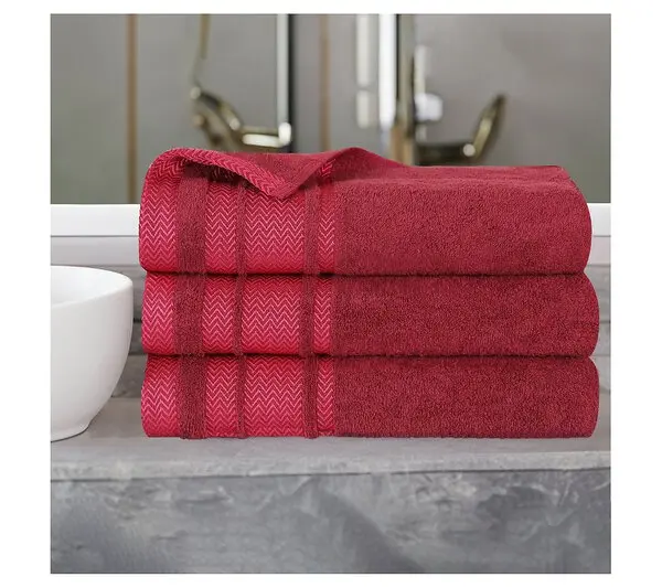 SUPERIOR Zero Twist Cotton Dobby Border Soft 3- Pc Bath Towels
