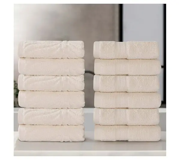 SUPERIOR Chevron Zero Twist Cotton Soft 12pc Fa Ce Towels