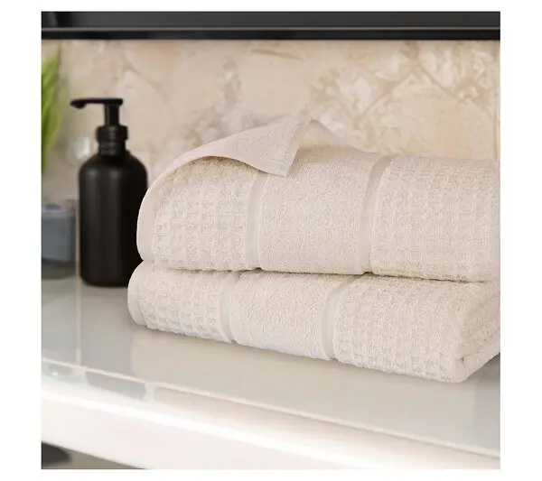 SUPERIOR Cotton Waffle Honeycomb 2-piece Bath S Heet Set