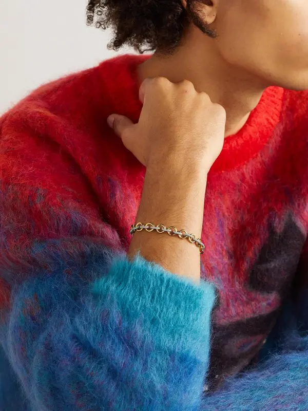 FOUNDRAE Midsized Mixed Link 18-karat And Diamond Bracelet