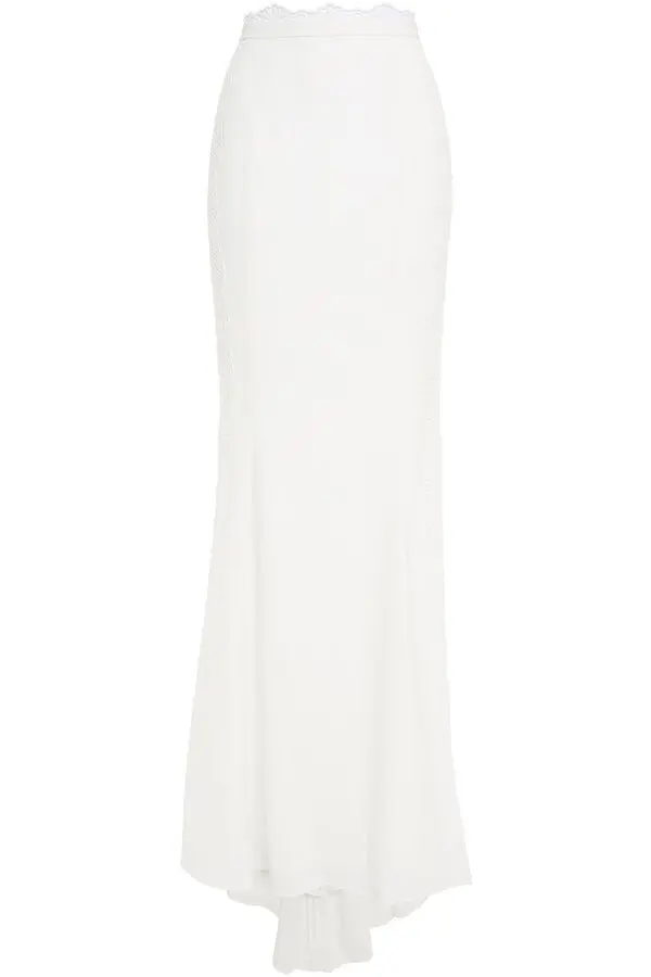 CATHERINE DEANE Maxwell Guipure Lace-trimmed Crepe Maxi Skirt